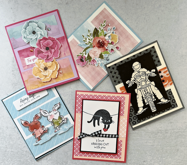 Staggered Strip Cards/An Easy Way to Make Simple Cards with Stamps, Ink ...